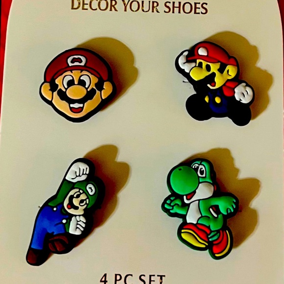 Accessories | Mario Bros With Yoshie Croc Charms Set Of 4 | Poshmark